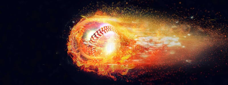 3d Illustration Compositing Flame Effect on Baseball Stock Illustration ...