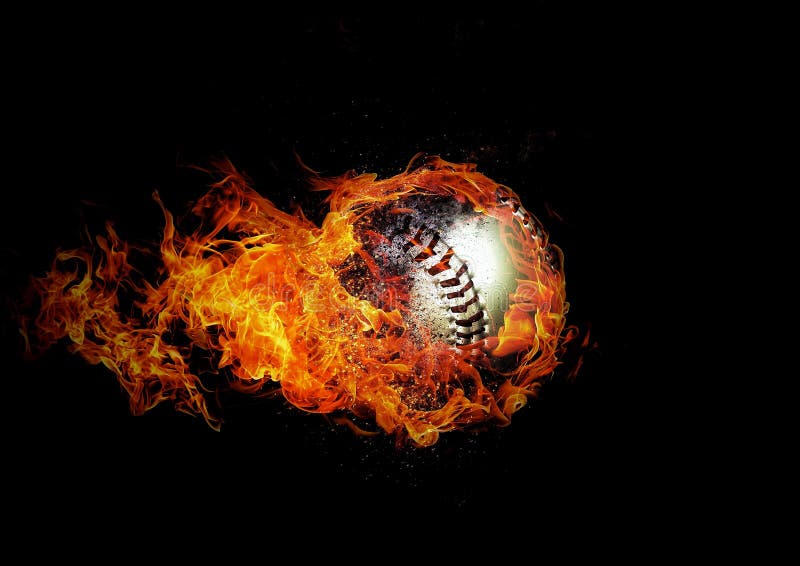 3d Illustration Compositing Flame Effect on Baseball Stock Illustration ...