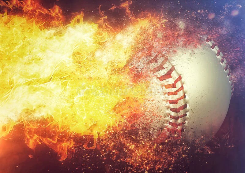 3d Illustration Compositing Flame Effect on Baseball Stock Illustration ...