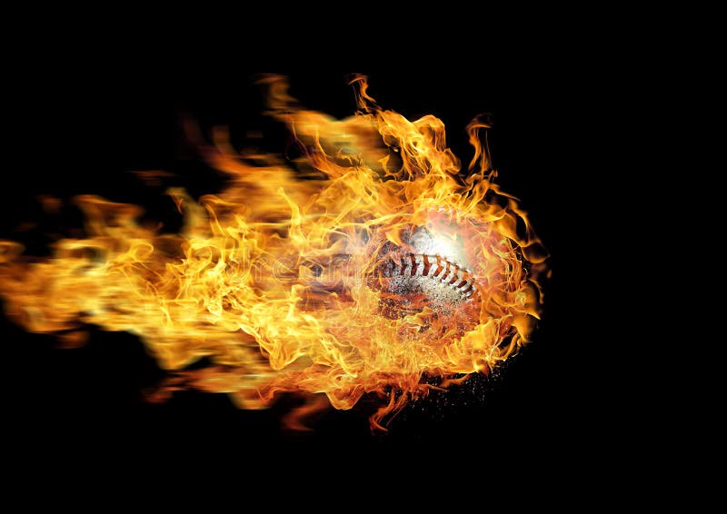 3d Illustration Compositing Flame Effect on Baseball Stock Illustration ...