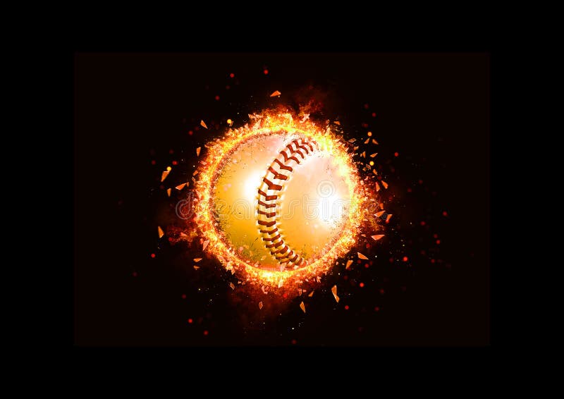 3d Illustration Compositing Flame Effect on Baseball Stock Illustration ...
