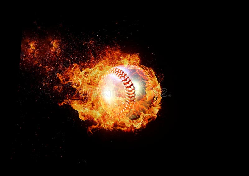 3d Illustration Compositing Flame Effect on Baseball Stock Illustration ...