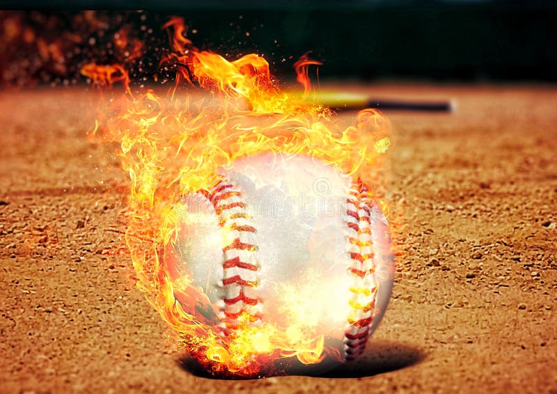 3d Illustration Compositing Flame Effect on Baseball Stock Illustration ...