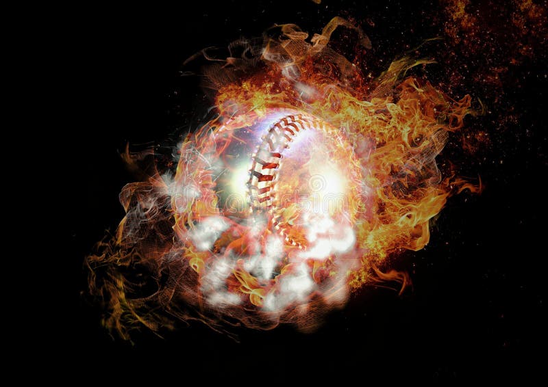 3d Illustration Compositing Flame Effect on Baseball Stock Illustration ...