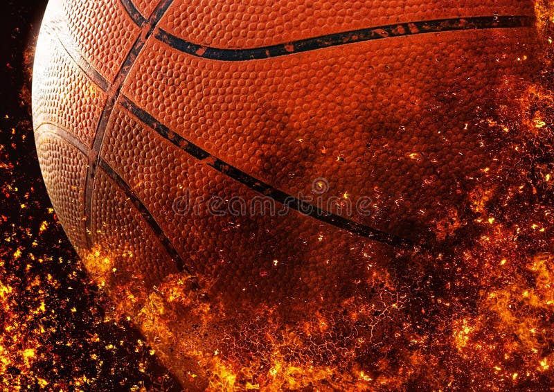 3d Illustration Compositing Fire Effect on Basketball Ball Stock ...