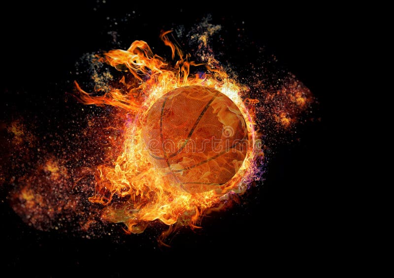 3d Illustration Compositing Fire Effect on Basketball Ball Stock ...