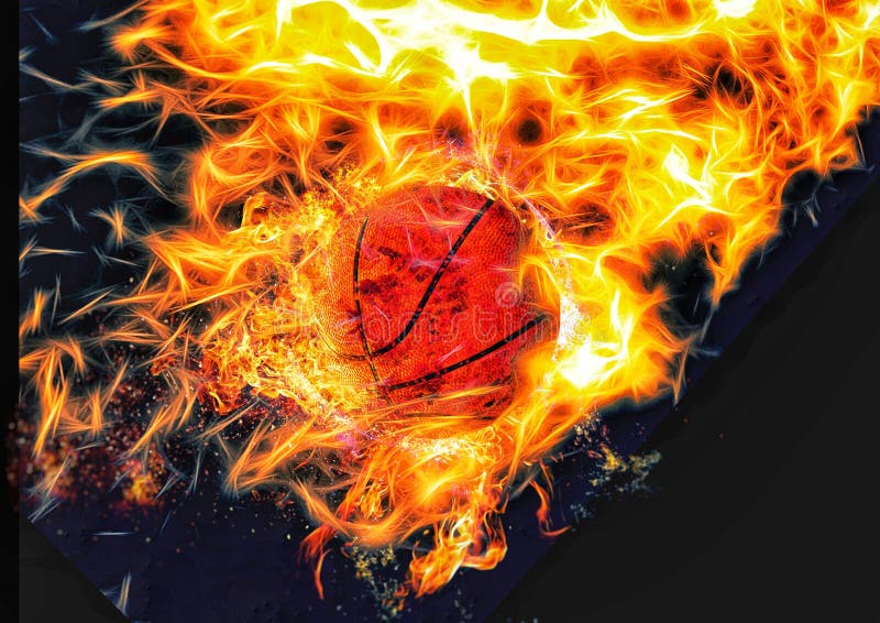 3d Illustration Compositing Fire Effect on Basketball Ball Stock ...