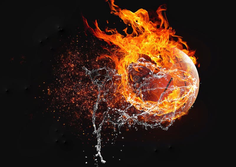 3d Illustration Compositing Fire Effect on Basketball Ball Stock ...