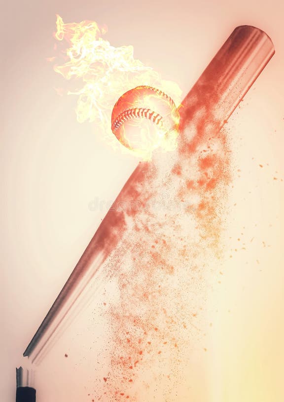 3d Illustration of a Colliding Baseball Ball and Bat Composite with ...