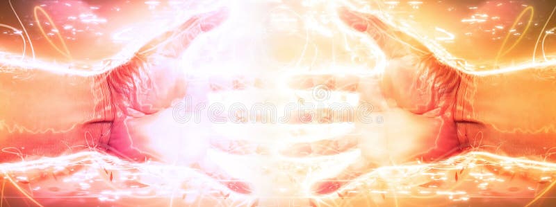 3d Illustration of Synthesizing Light Effect on Handshake Gesture Stock ...