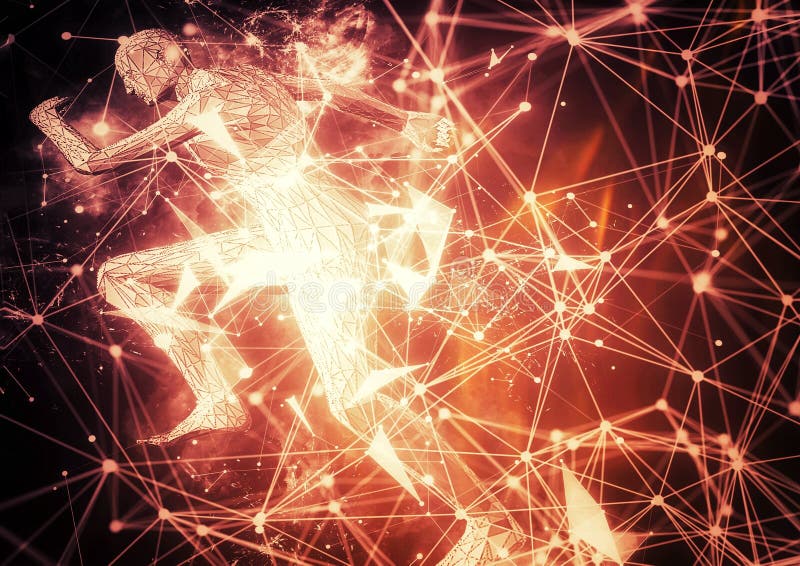 3d Illustration Compositing Light Effect on Silhouette of Running Man ...