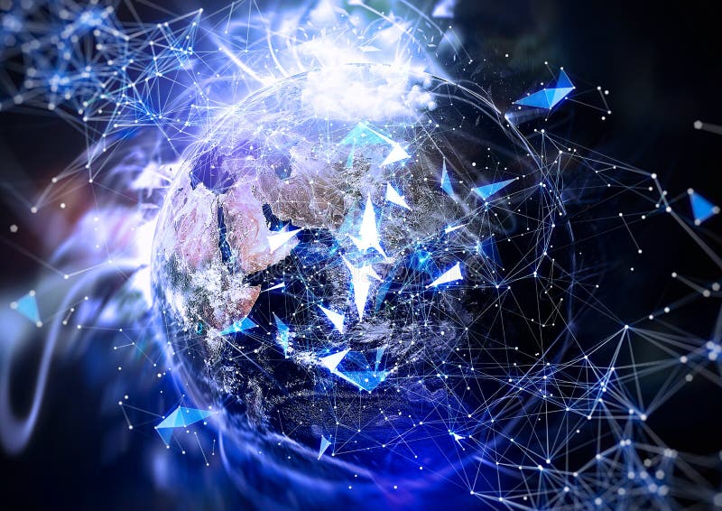 3d Illustration Compositing Light Effects on a Geometric Earth ...