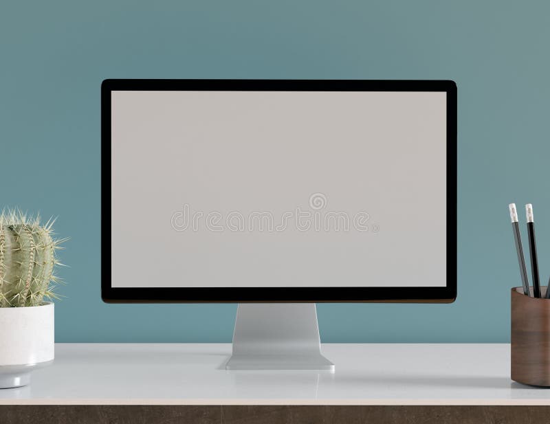 3D Illustration. Computer Display with Blank Screen Stock Illustration ...