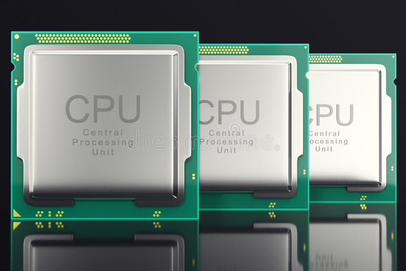 3d Illustration Computer PC CPU Chip Electronics Industry Concept ...