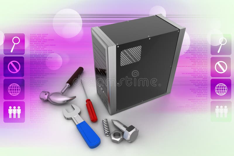 3d Illustration of Computer Repair Service Concept Stock Illustration ...