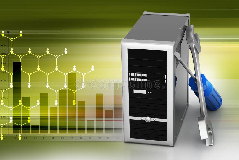 3d Illustration of Computer Repair Service Concept Stock Illustration ...