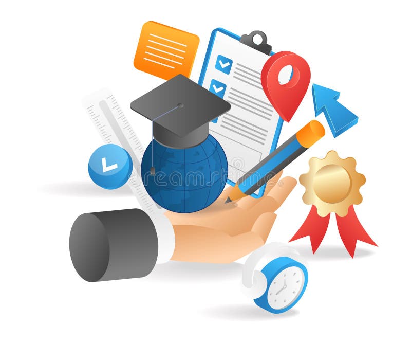 3d Illustration Concept of Education Symbol Over Hand Stock ...