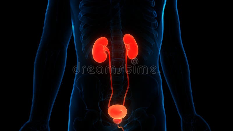 Human Internal Organs Urinary System Kidneys with Bladder Anatomy Stock ...