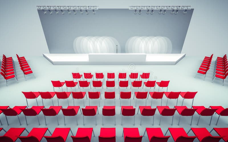 3d Illustration of Conference Hall with Chairs Stock Illustration ...
