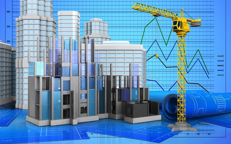 3d of Construction Progress Stock Illustration - Illustration of lines ...