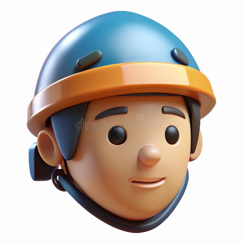 3D Illustration of Construction Worker Character with Blue Helmet and ...