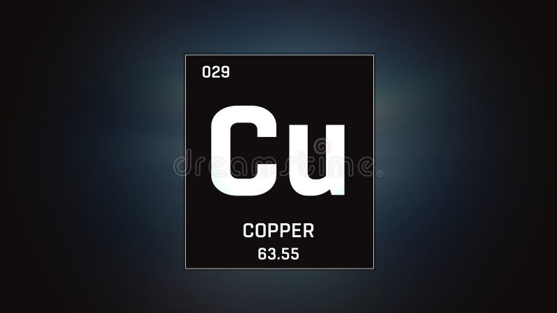 Copper As Element 29 of the Periodic Table 3D Illustration on Grey ...