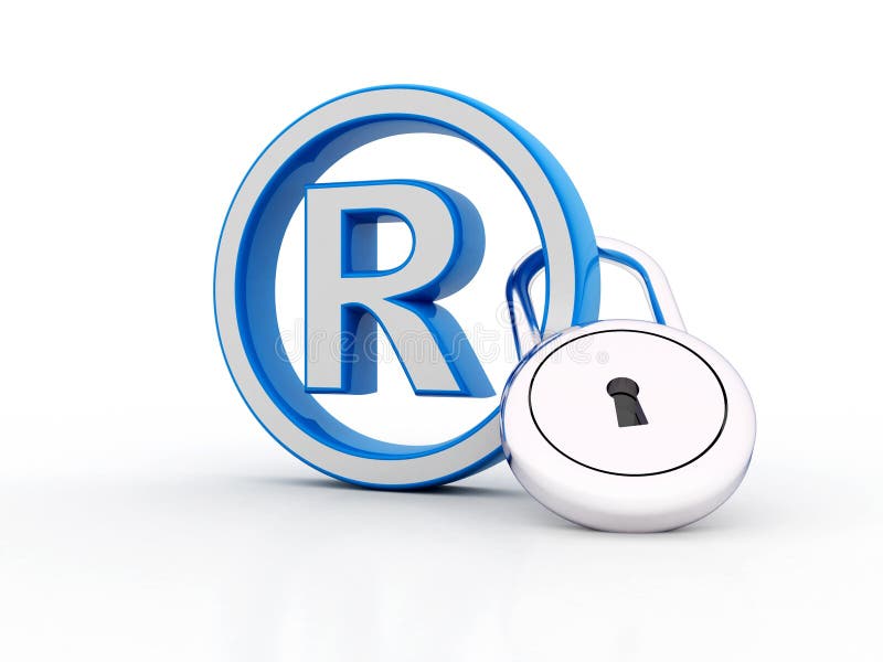 Registered Trademark Concept with Padlock. 3d Render Stock Illustration ...