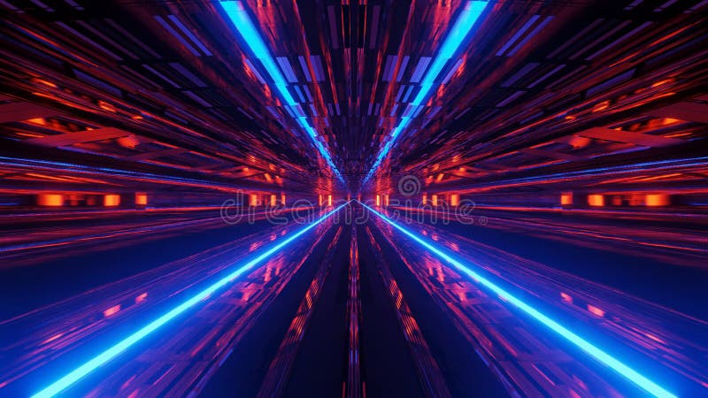 Illustration of a Cosmic Background with Blue and Red Neon Laser Lights ...