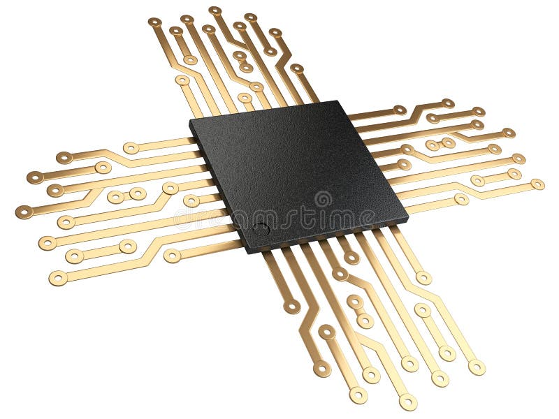 3d Illustration of Cpu Chip Central Processor Unit Stock Illustration ...