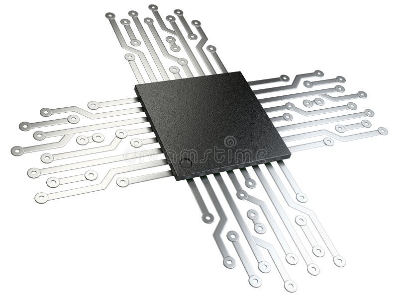 3d Illustration of Cpu Chip Central Processor Unit Stock Illustration ...