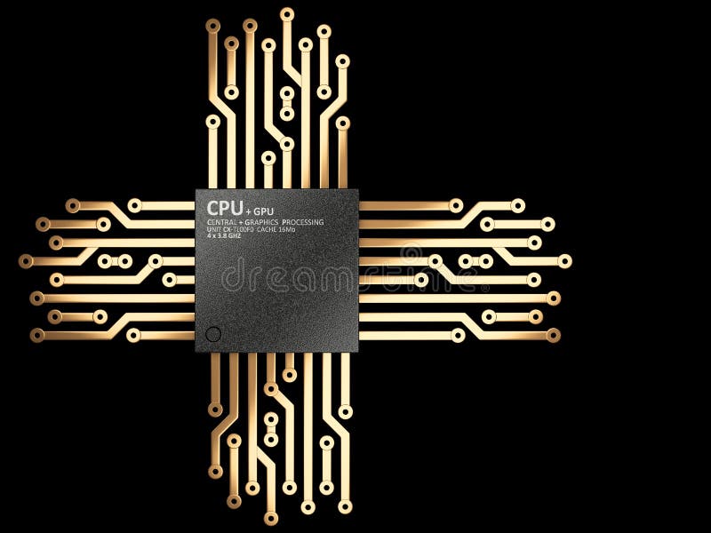 3d Illustration of Cpu Chip Central Processor Unit Stock Illustration ...