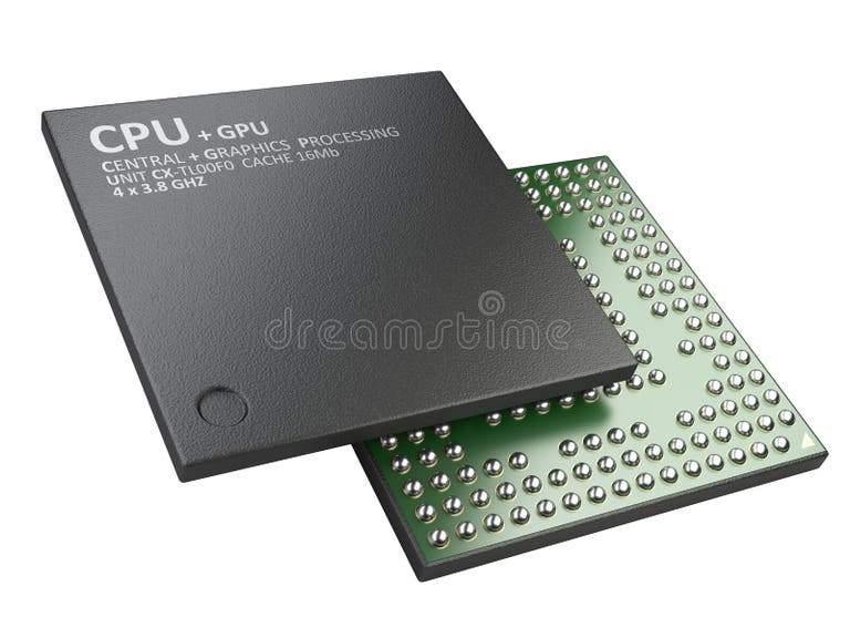 3d Illustration of Cpu Chip Central Processor Unit Stock Illustration ...