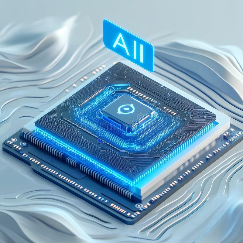 3d Illustration of a Cpu with a Microprocessor on a Blue Background ...