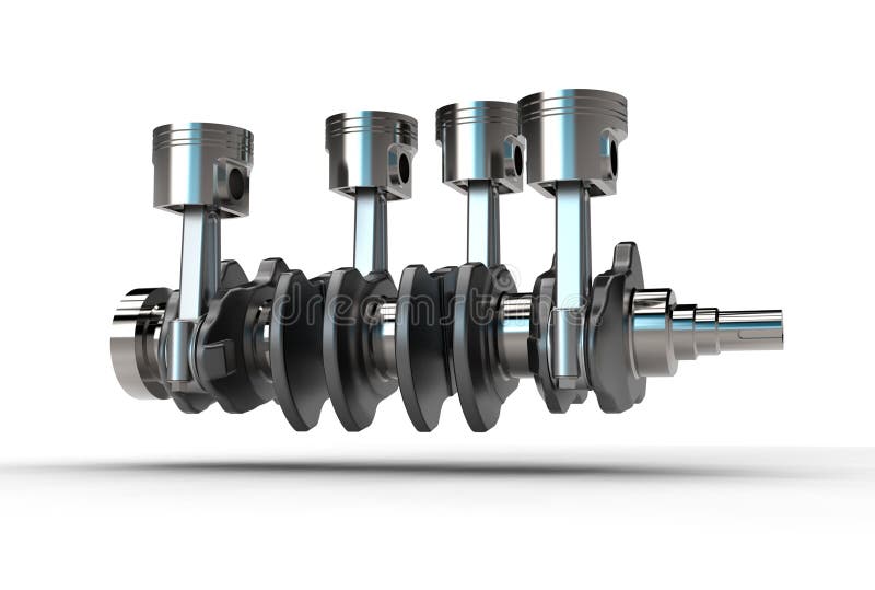 3d Illustration of Crankshaft with Engine Pistons Stock Illustration ...