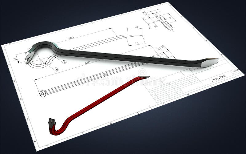 3d illustration of crowbar stock illustration. Illustration of ...