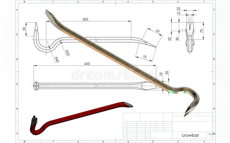 3D illustration of crowbar stock illustration. Illustration of crow ...