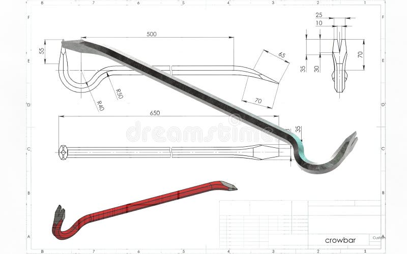 3D illustration of crowbar stock illustration. Illustration of burglar ...