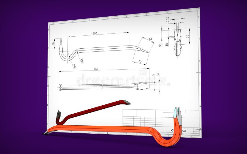 3D illustration of crowbar stock illustration. Illustration of metal ...