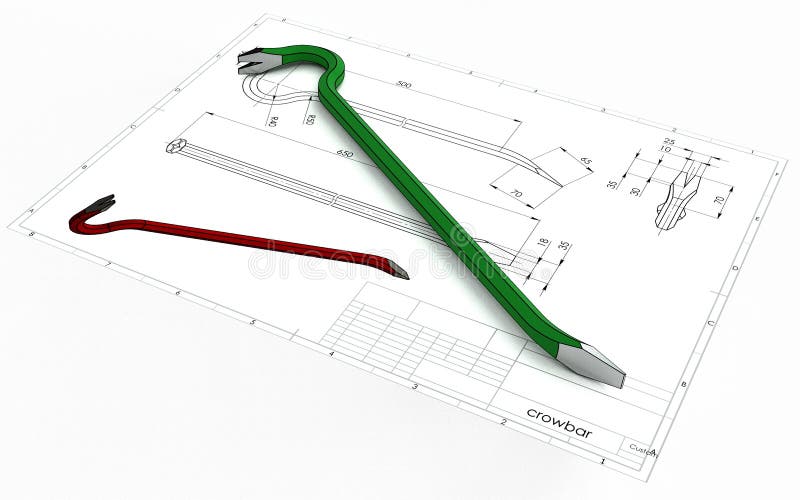3D illustration of crowbar stock illustration. Illustration of crowbar ...