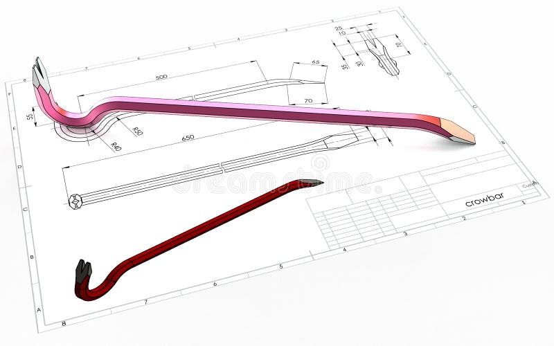 3D illustration of crowbar stock illustration. Illustration of stealing ...