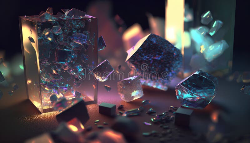 3d Illustration of Crystal Block on Black Background. Geology Concept ...