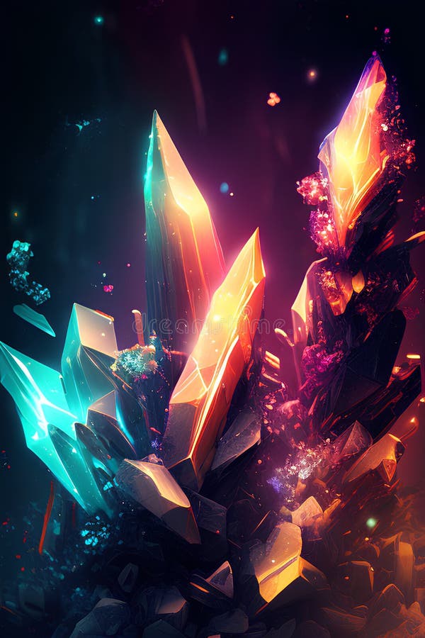 3d Illustration of Crystal in Space, Computer Generated Abstract Background. Stock Illustration ...