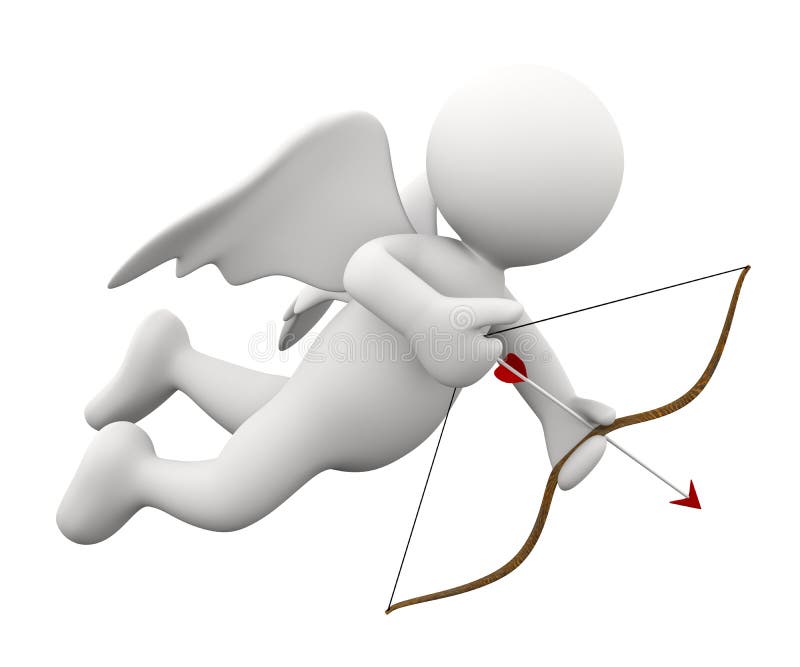 3d Illustration Cupid with Bow and Arrow Stock Illustration ...