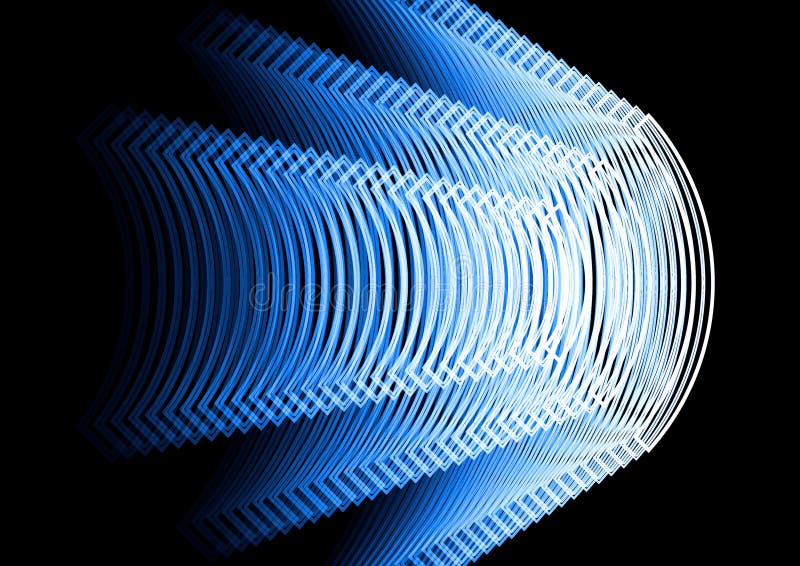 3d Illustration of Curved Blue Abstract Lines on a Black Background ...