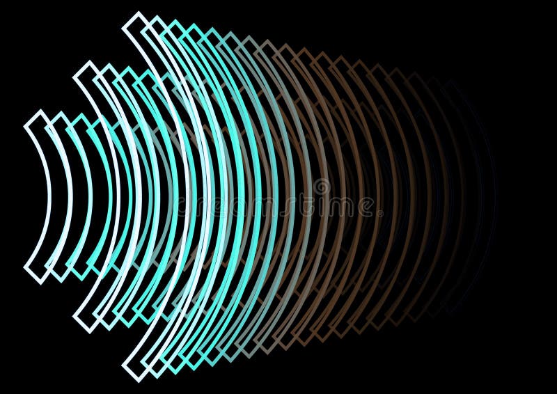 3d Illustration of Curved Blue Abstract Lines on a Black Background ...