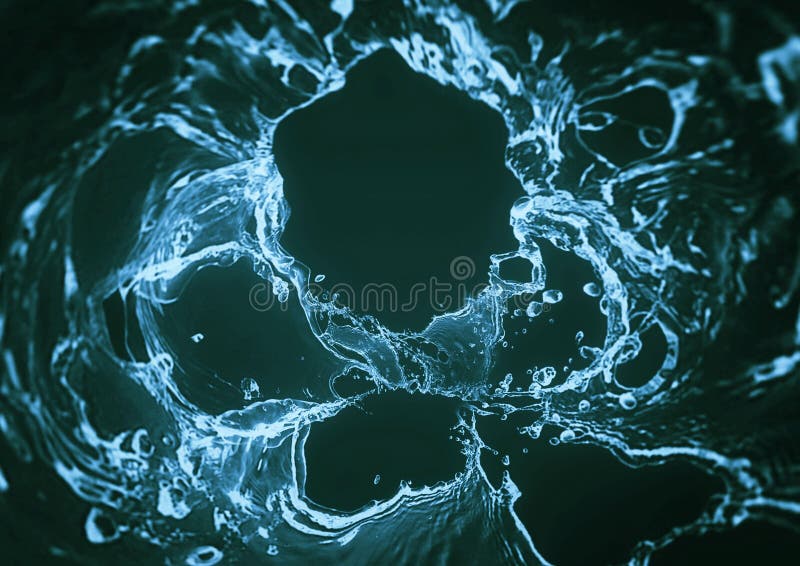 3d Illustration of Curved Water Waves and Splashes on Black Background ...