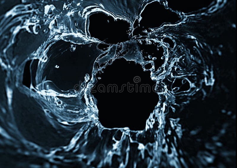 3d Illustration of Curved Water Waves and Splashes on Black Background ...