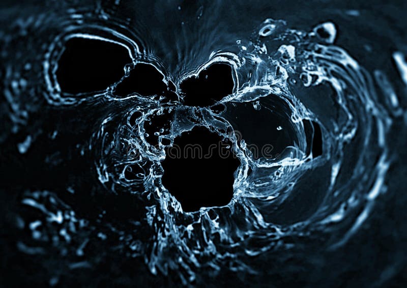 3d Illustration of Curved Water Waves and Splashes on Black Background ...