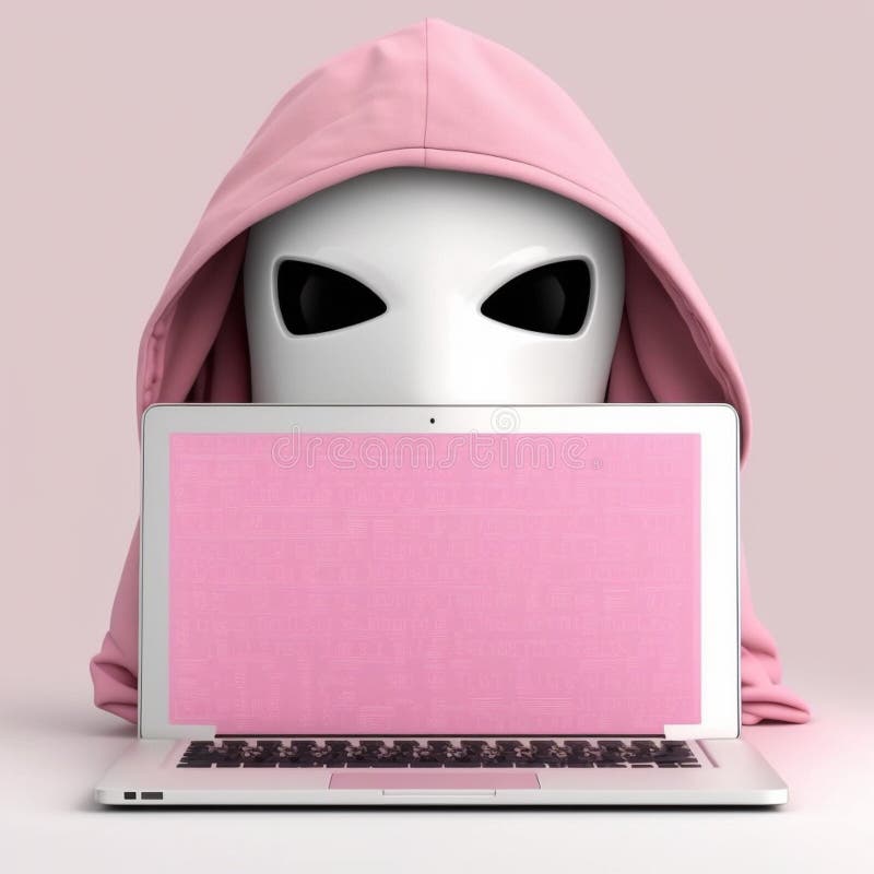 Cute Anonymous Hacker with Hoodie Using Computer Laptop. Concept of ...