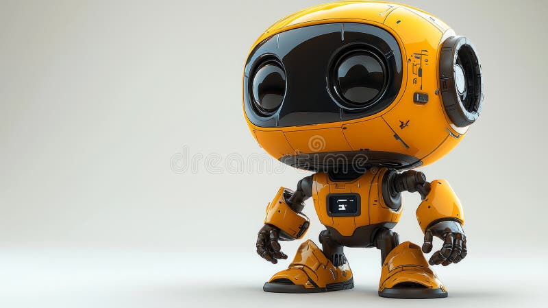 3D Illustration of a Cute Cartoon Robot with a Smiley Face Stock ...